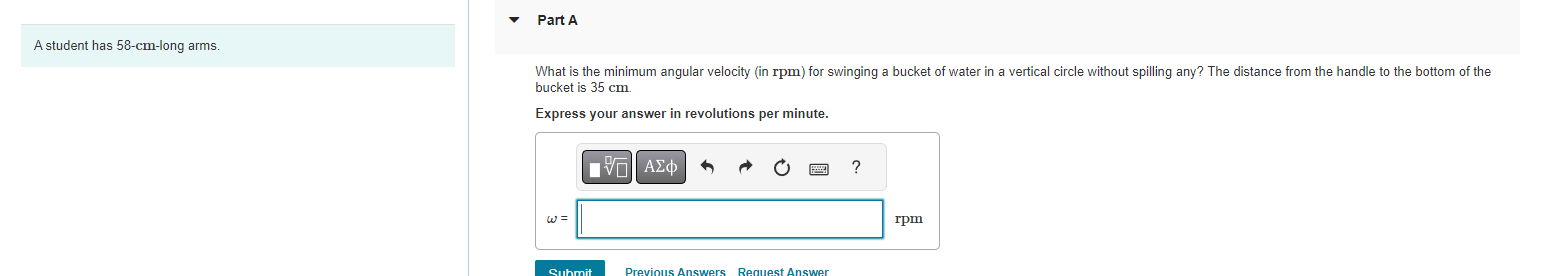 Solved What is the minimum angular velocity (in rpm) for | Chegg.com