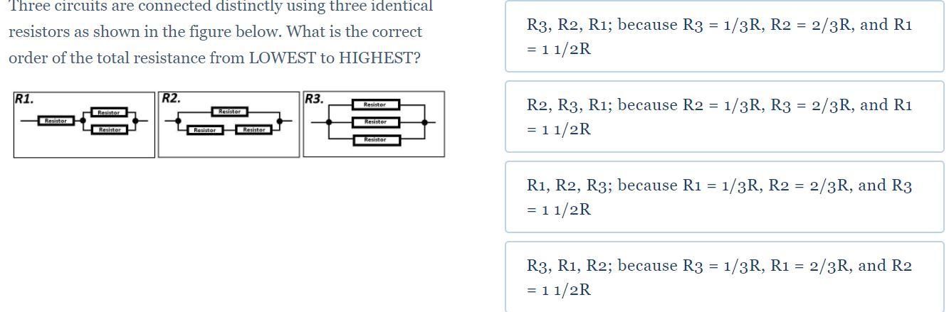 Solved Three circuits are connected distinctly using three | Chegg.com