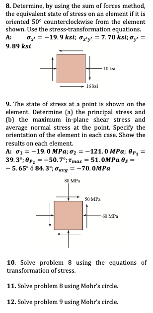 Solved 8. Determine, by using the sum of forces method, the | Chegg.com