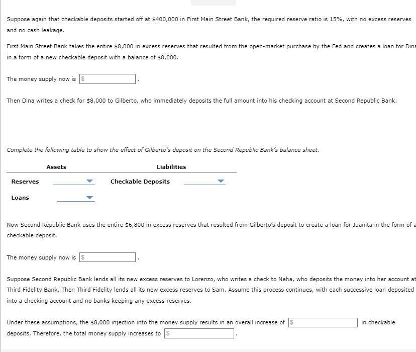 Solved Suppose again that checkable deposits started off at | Chegg.com