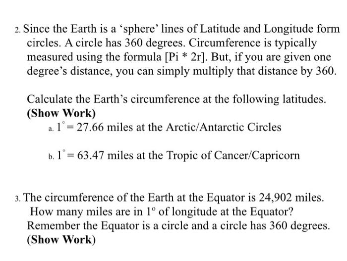 Solved Since the Earth is a 'sphere' lines of Latitude and | Chegg.com