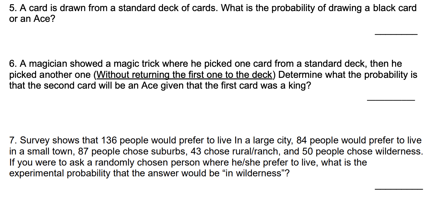 Solved 5. A card is drawn from a standard deck of cards. | Chegg.com
