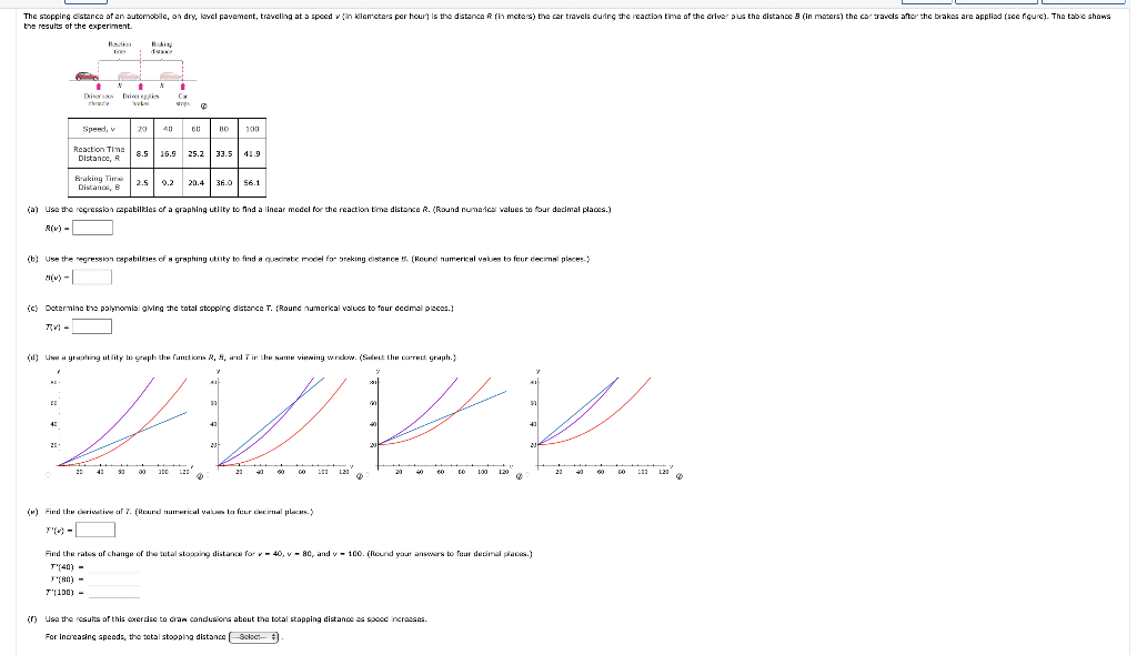 Solved he stopping distance of an automobile, on dry, level | Chegg.com