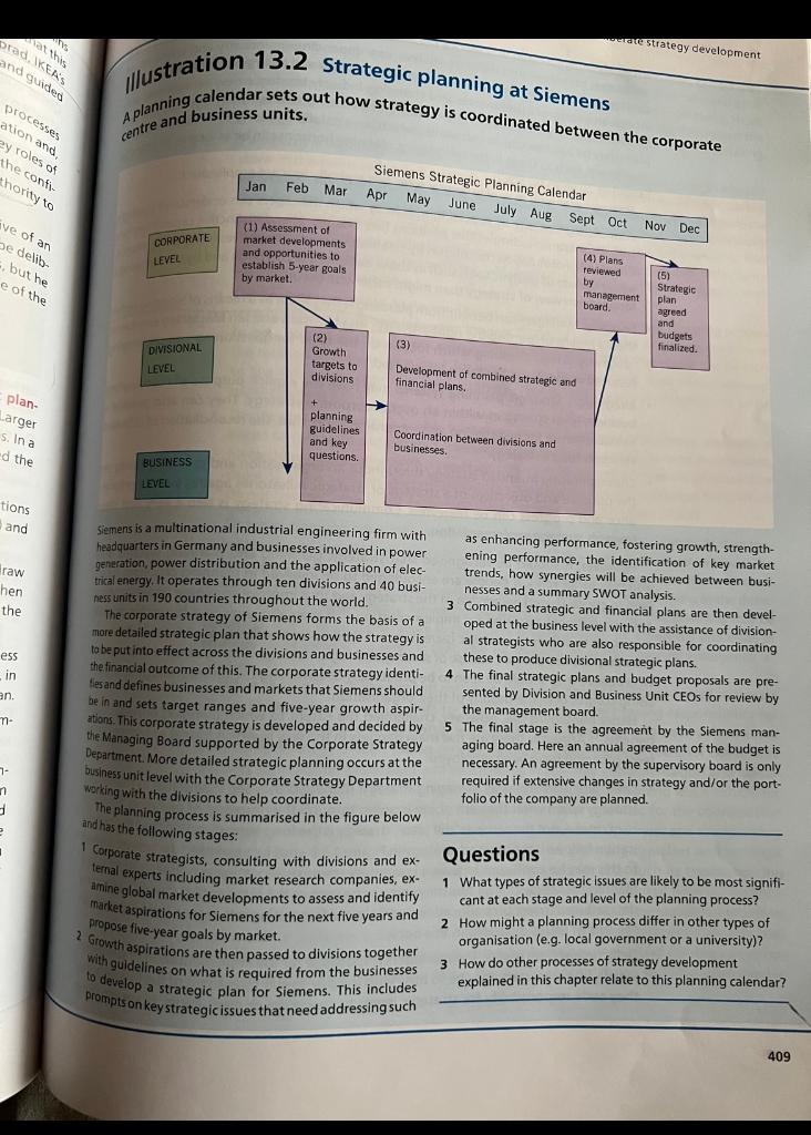 Solved ||lustration 13.2 Strategic planning at Siemens | Chegg.com