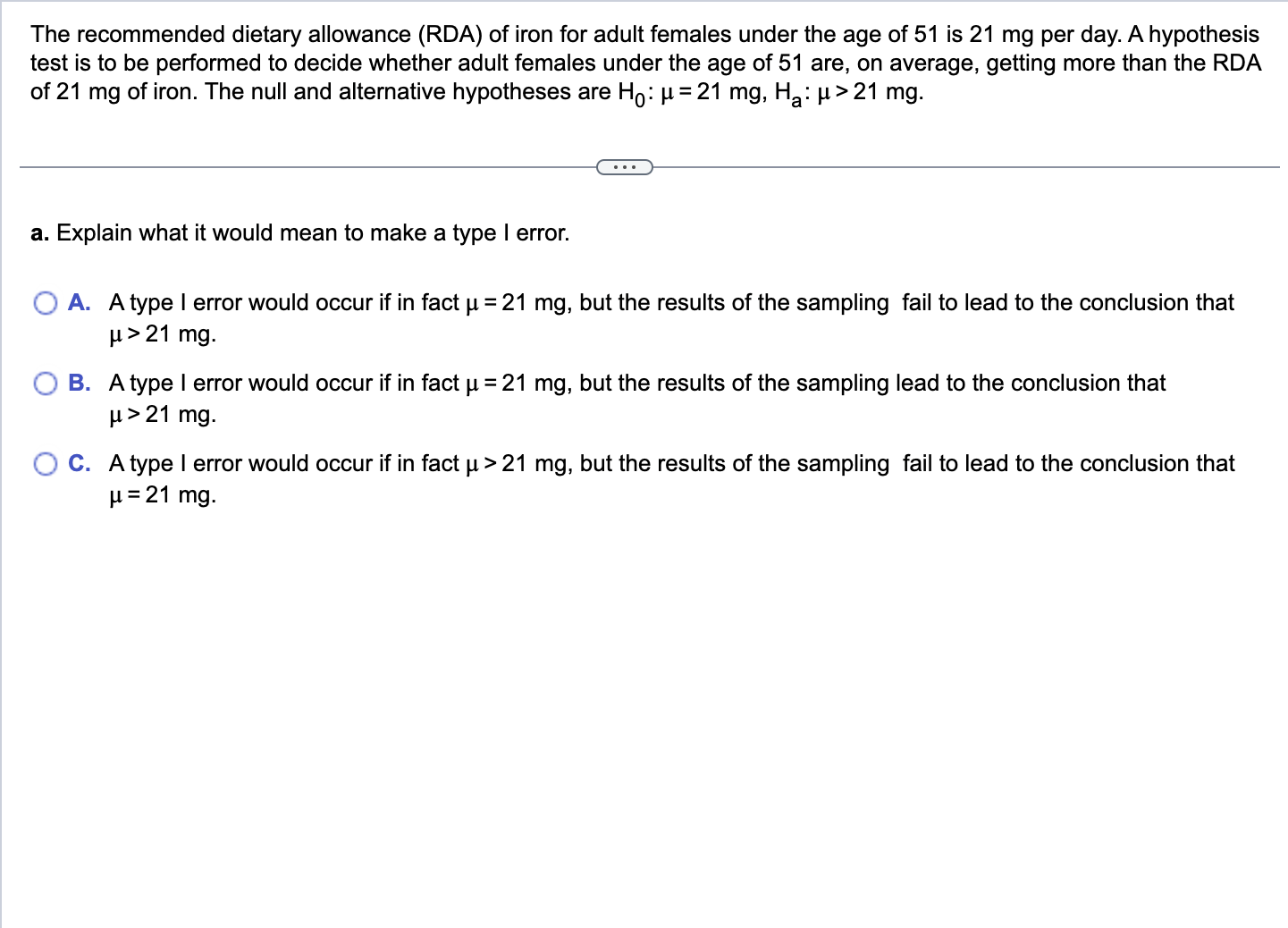 Solved The recommended dietary allowance (RDA) of iron for | Chegg.com
