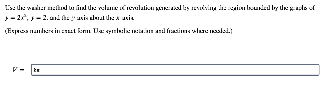 Solved Use the washer method to find the volume of | Chegg.com