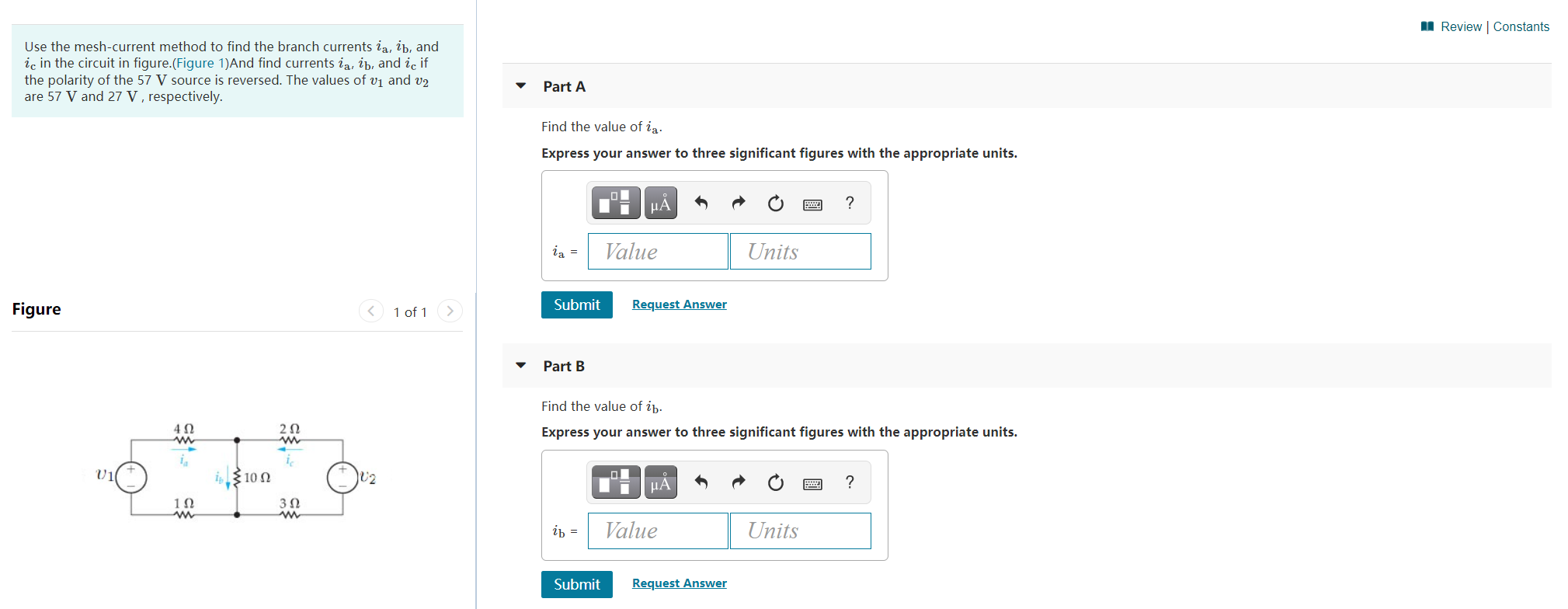 Solved Review Constants Use the mesh-current method to find | Chegg.com