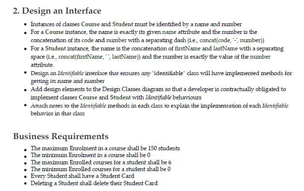 2. Design an Interface • Instances of classes Course | Chegg.com