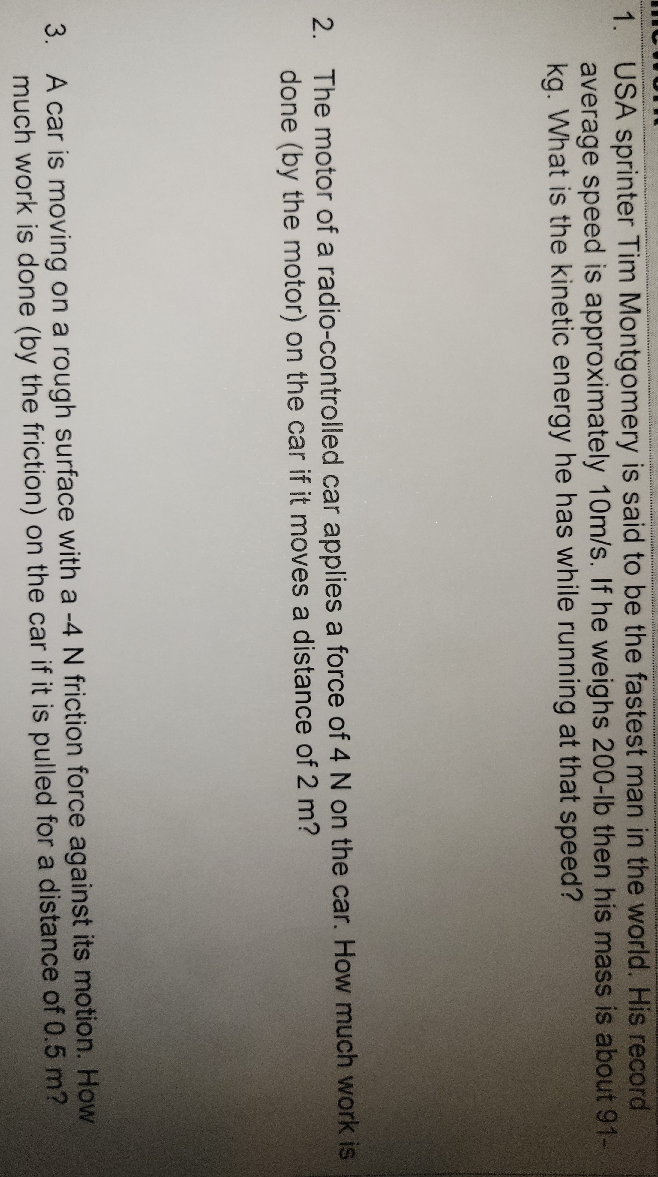 Solved 1. USA sprinter Tim Montgomery is said to be the | Chegg.com