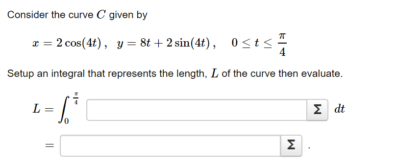 Solved Consider the curve C given by x = 2 cos(4t), y = 8t + | Chegg.com