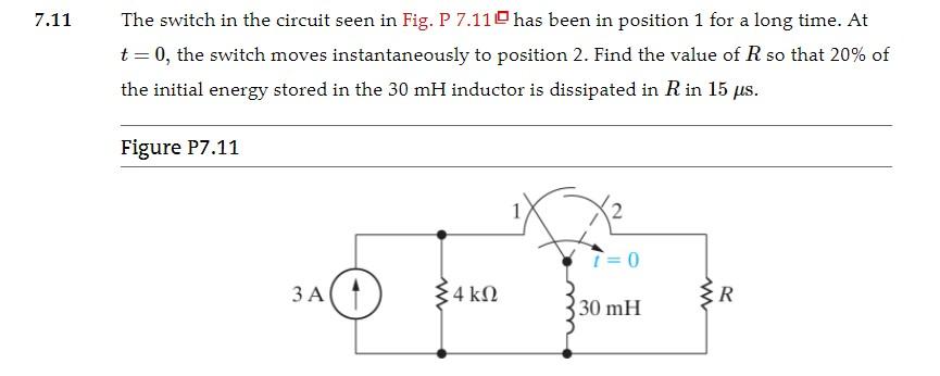 Solved 7.11 The switch in the circuit seen in Fig. P 7.110 | Chegg.com