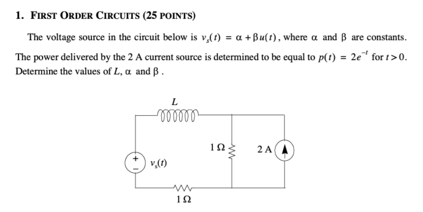 Solved First Order Circuits ( 25 ﻿Points)The voltage source | Chegg.com