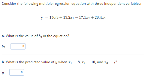 Solved Consider the following multiple regression equation | Chegg.com