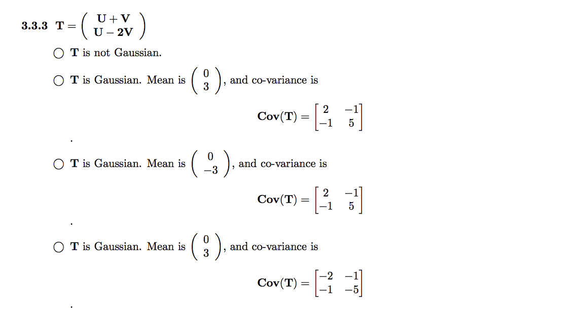 Solved 3.3 Given two independent Gaussian random variables U | Chegg.com