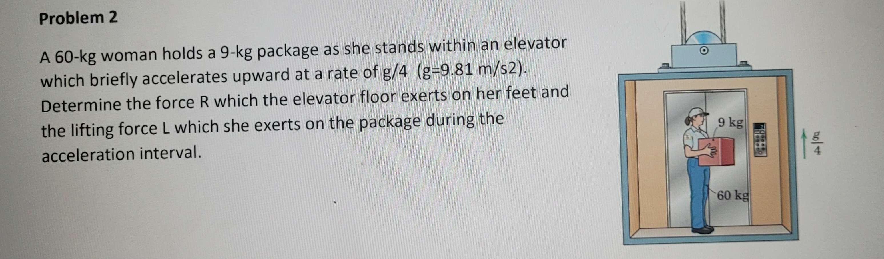 Solved A 60-kg woman holds a 9-kg package as she stands | Chegg.com Solved A 60-kg woman holds a 9-kg package as she stands | Chegg.com