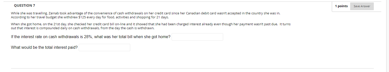 Solved According to her travel budget she withdrew $125 | Chegg.com