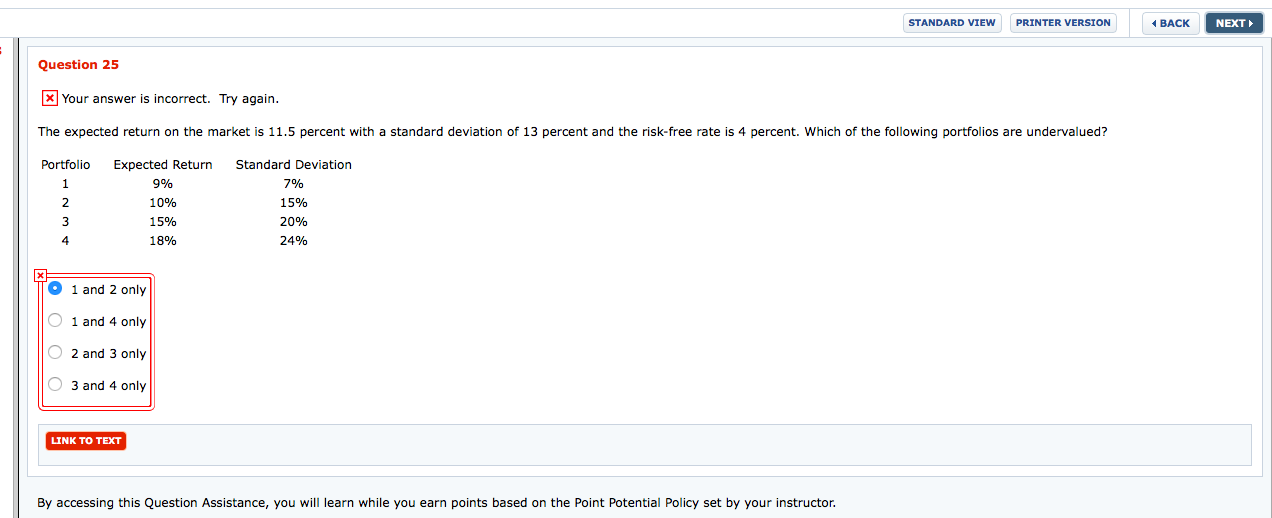 Solved STANDARD VIEW PRINTER VERSION BACK NEXT Question 25 x | Chegg.com
