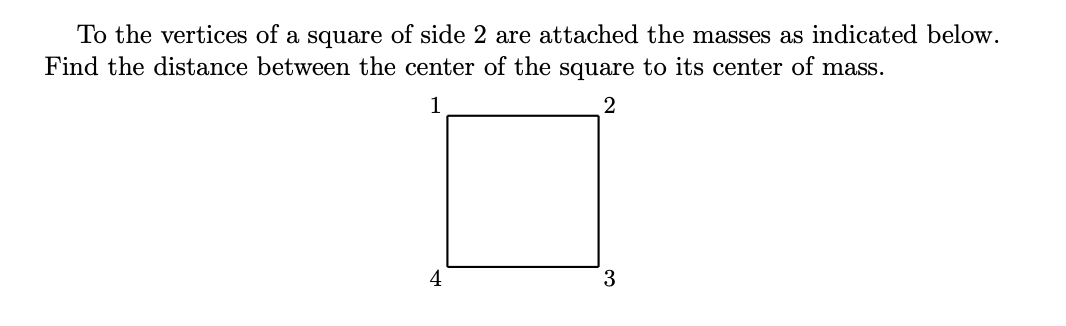 Solved To the vertices of a square of side 2 are attached | Chegg.com