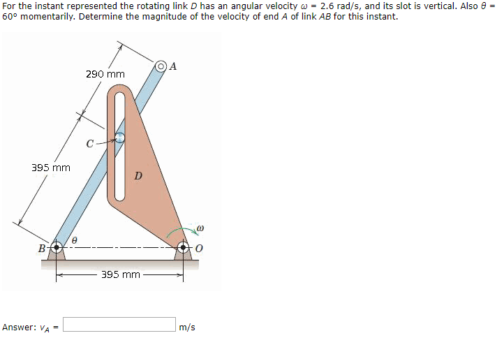 Solved For the instant represented the rotating link D has | Chegg.com
