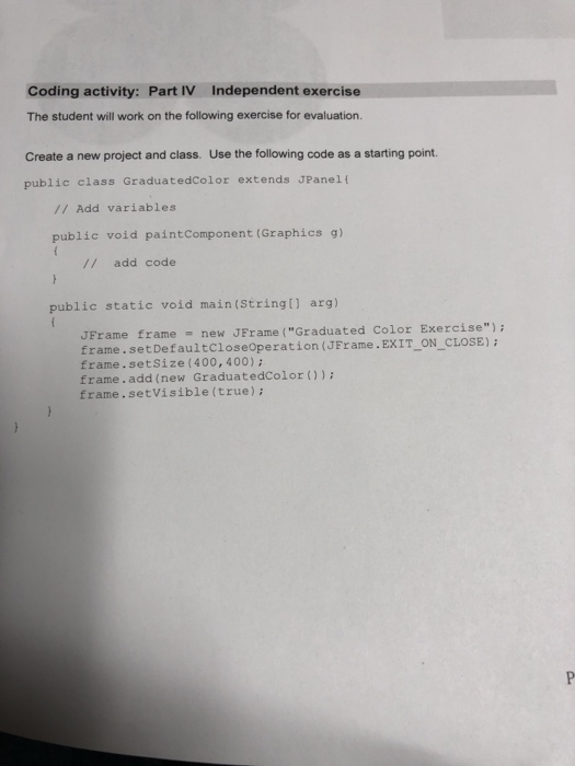 Solved Coding activity: Part IV Independent exercise The | Chegg.com