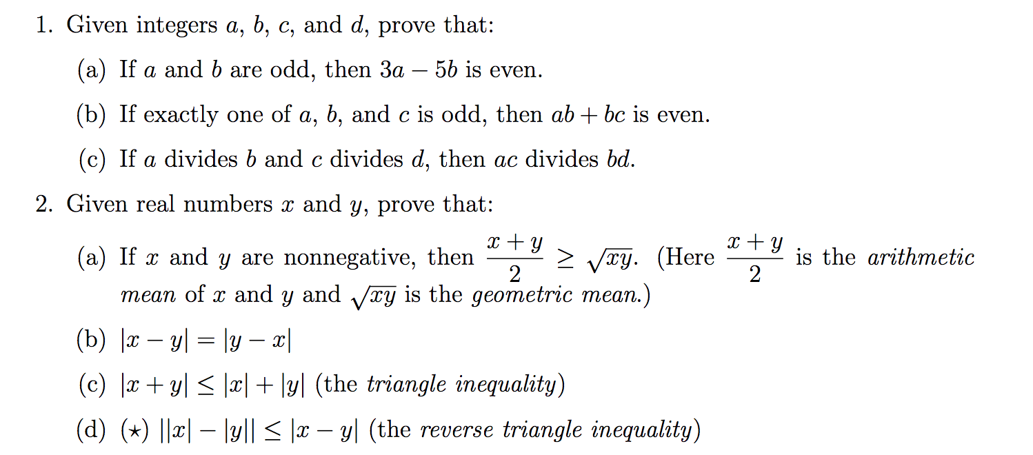 Solved 1. Given integers a, b, c, and d, prove that: (a) If | Chegg.com