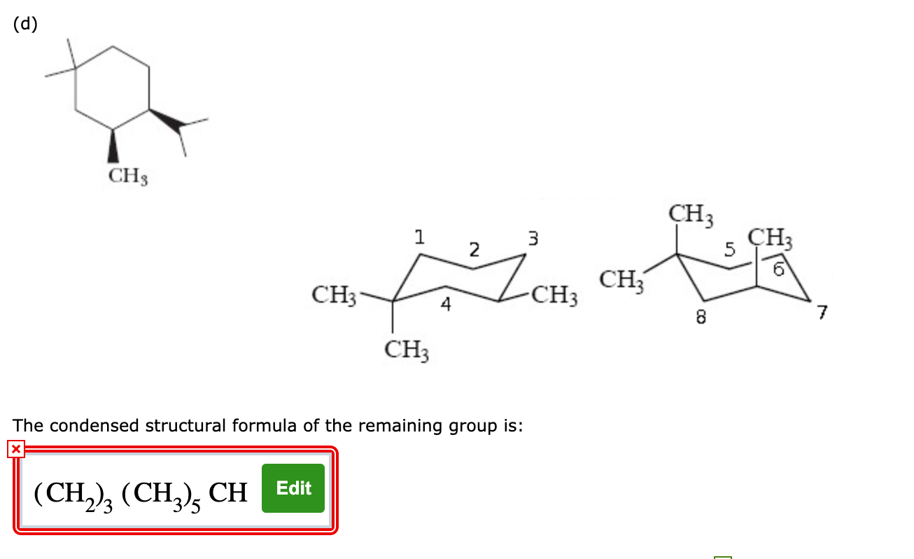 Solved (d) CH and car that The condensed structural formula | Chegg.com