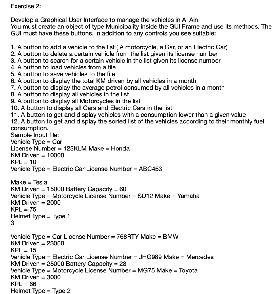 Exercise 2: Develop a Graphical User Interface to | Chegg.com