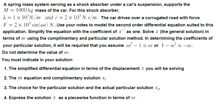 Solved A spring mass system serving as a shock absorber | Chegg.com