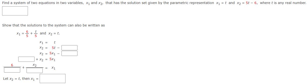 Solved Find a system of two equations in two variables, x1 | Chegg.com
