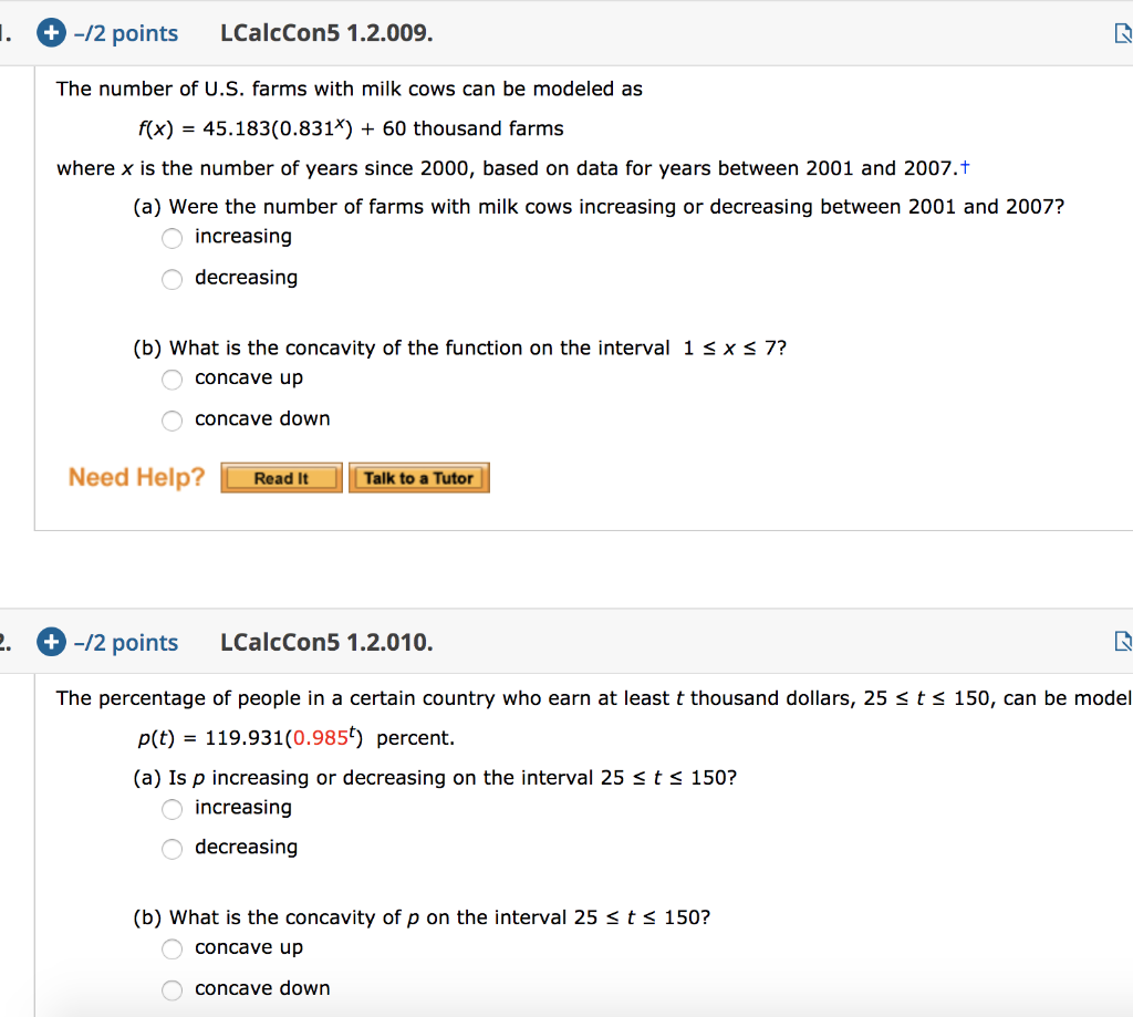 Solved 1. + -12 points LCalcCon5 1.2.009. The number of U.S. | Chegg.com