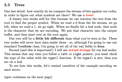 Solved 3.3 Trees One last detail: how exactly do we compare | Chegg.com
