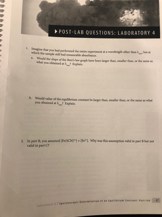 Solved POST-LAB QUESTIONS: LABORATORY 4 1. lmagine that you | Chegg.com