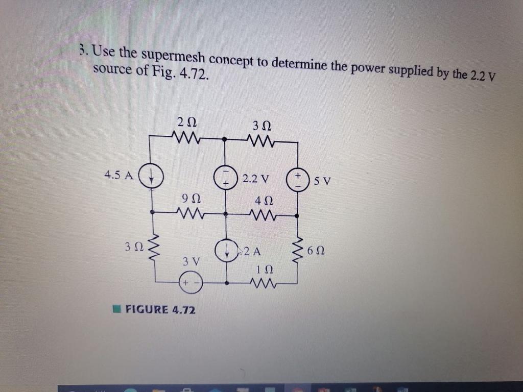 Solved 3. Use the supermesh concept to determine the power | Chegg.com
