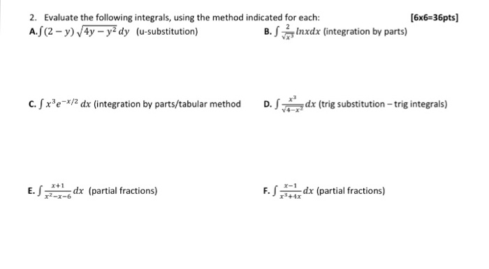 Solved Evaluate the following integrals, using the method | Chegg.com