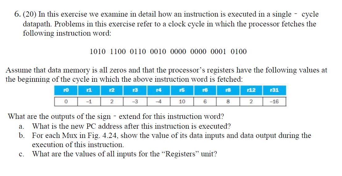 6. (20) In this exercise we examine in detail how an | Chegg.com