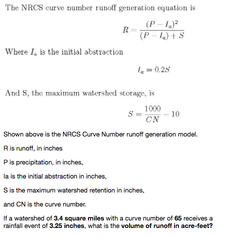 Solved The NRCS curve number runoff generation equation is | Chegg.com