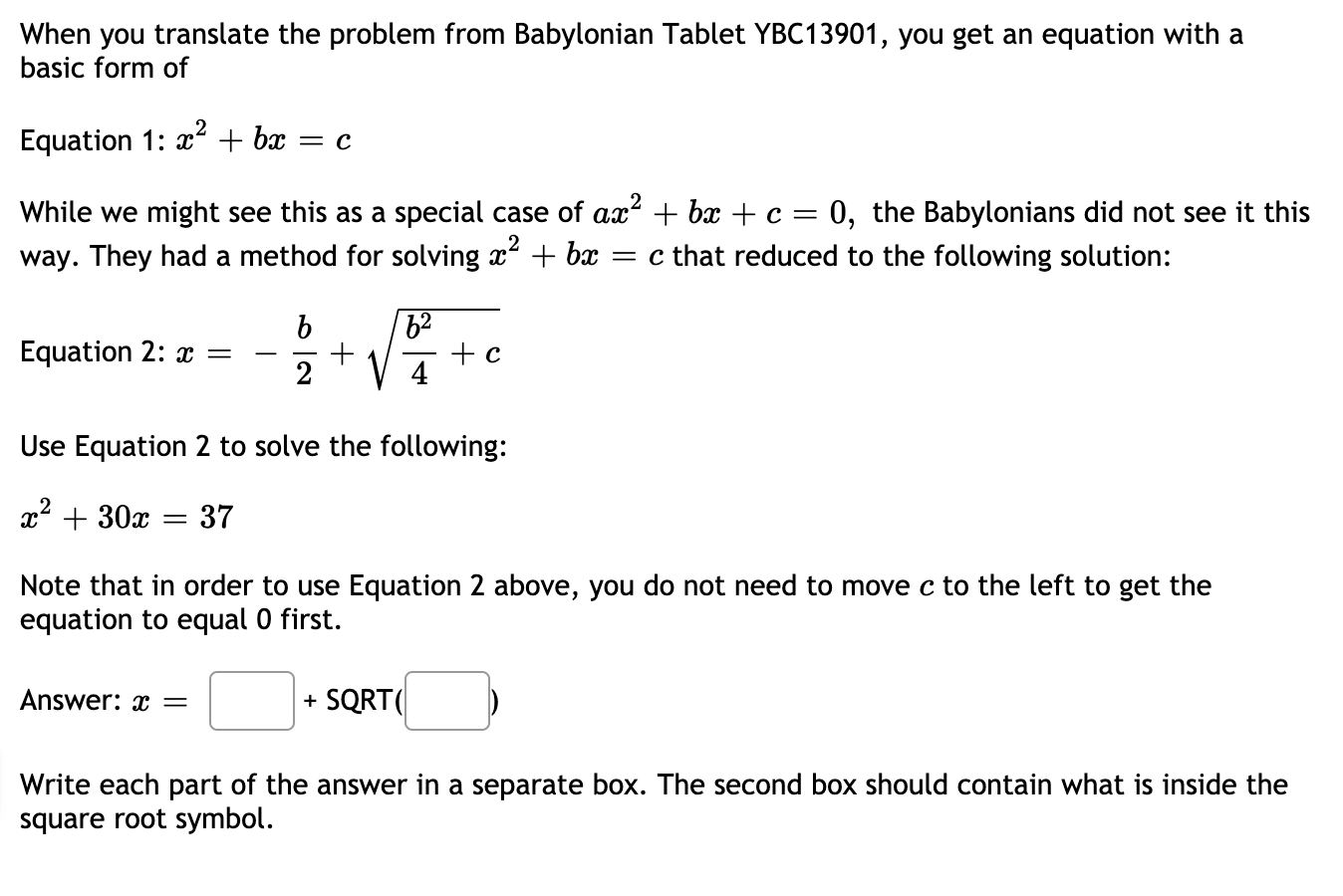 Solved When you translate the problem from Babylonian Tablet | Chegg.com