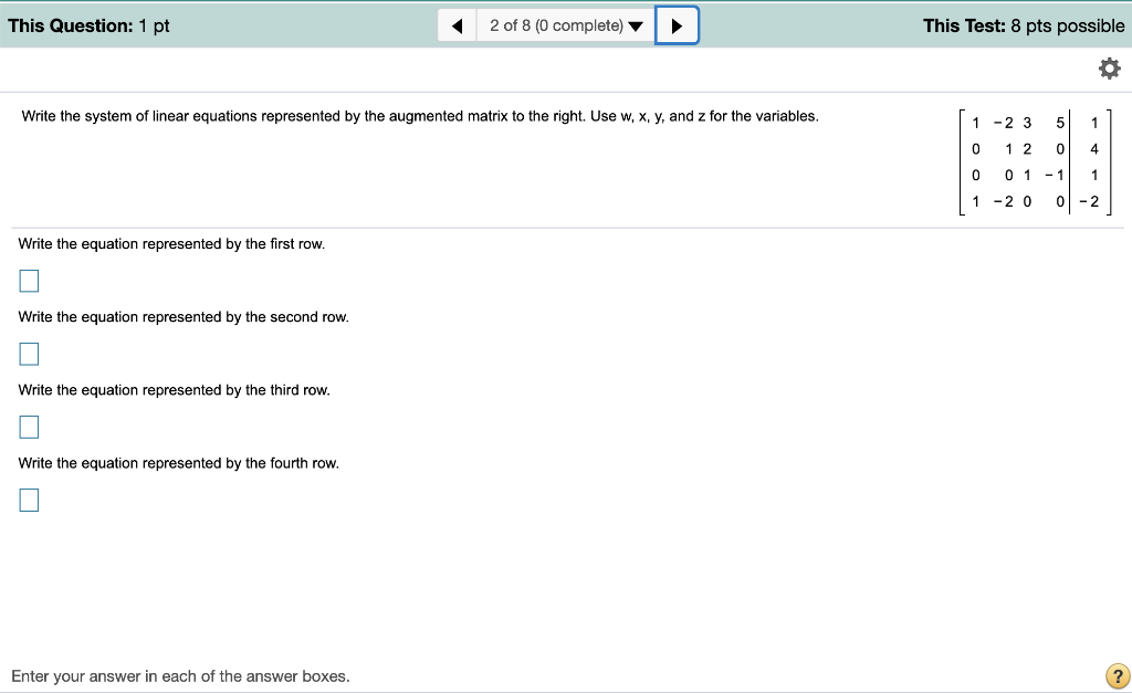 Solved This Question: 1 pt 2 of 8 (0 complete) This Test: 8 | Chegg.com