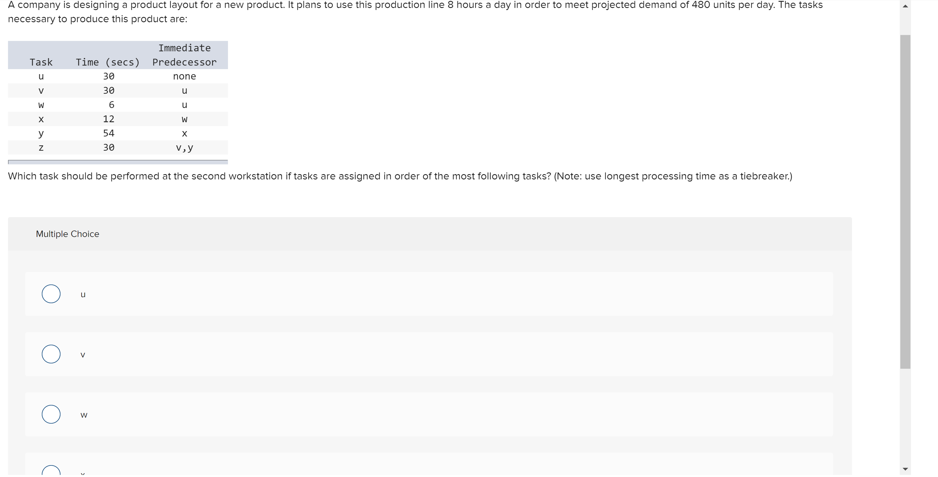 Solved Multiple Choice u V w | Chegg.com
