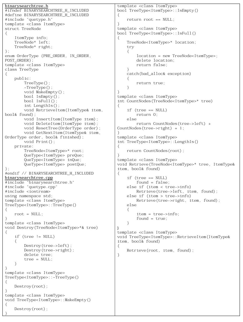 Design and implement the Binary Search Tree ADT. | Chegg.com Design and implement the Binary Search Tree ADT. | Chegg.com