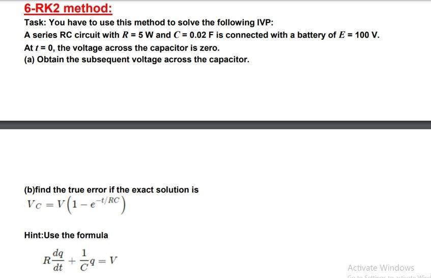 Solved 6-RK2 method: Task: You have to use this method to | Chegg.com