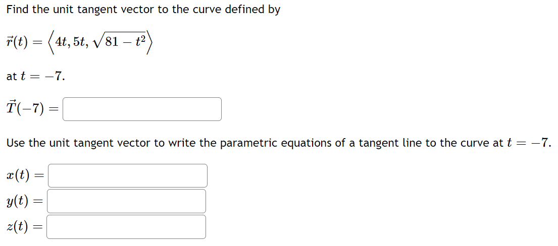 Solved Find the unit tangent vector to the curve defined | Chegg.com