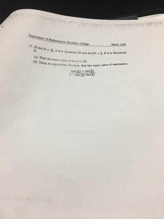 Solved Department of Mathematics, Brooklyn College Math 1026 | Chegg.com