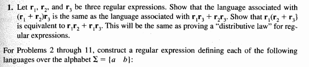 Solved 1. Let r1,r2, and r3 be three regular expressions. | Chegg.com
