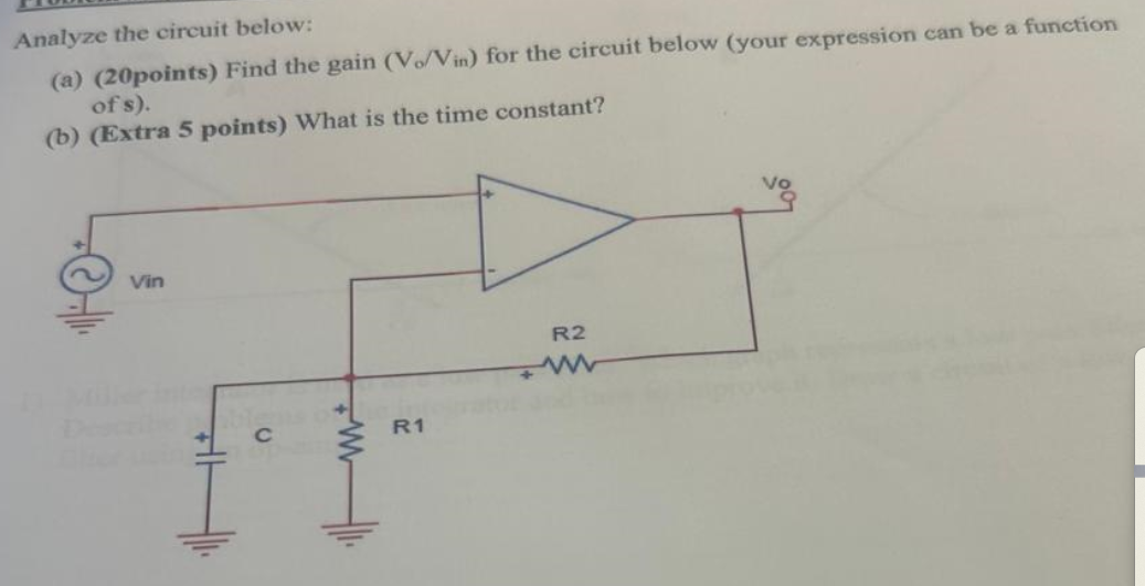 Solved Analyze the circuit below: (a) (20points) Find the | Chegg.com