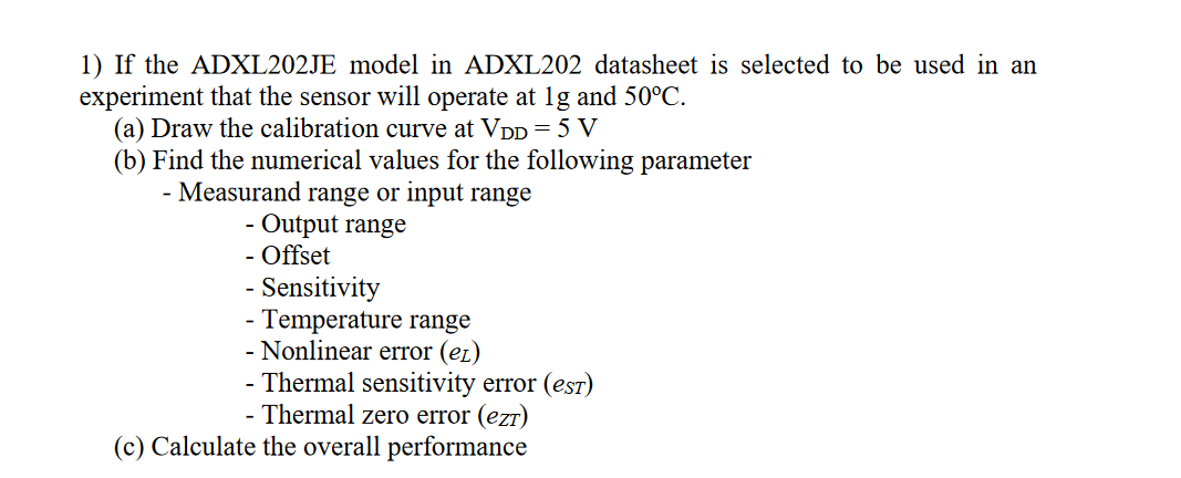 1) If the ADXL202JE model in ADXL202 datasheet is | Chegg.com