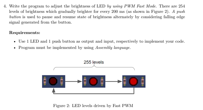 Solved 4. Write the program to adjust the brightness of LED | Chegg.com