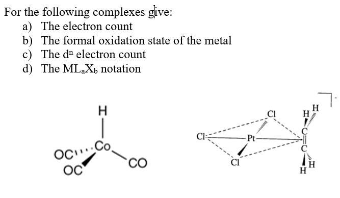 Solved For the following complexes give: a) The electron | Chegg.com