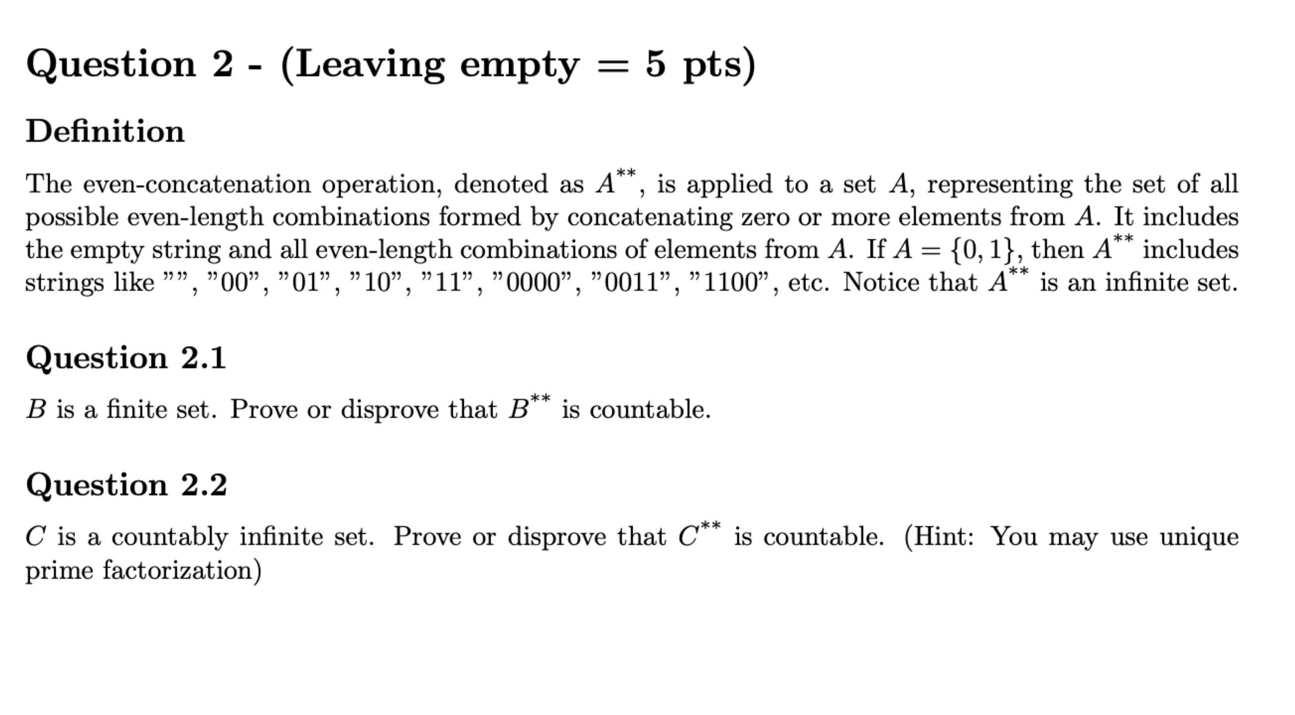 Solved DefinitionThe even-concatenation operation, denoted | Chegg.com
