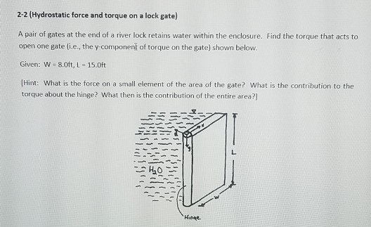 Solved 2-2 (Hydrostatic force and torque on a lock gate) A | Chegg.com